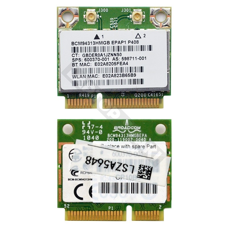 Broadcom BCM94313HMGB 802.11b/g/n mini PCI-E wifi kártya, 600370-001