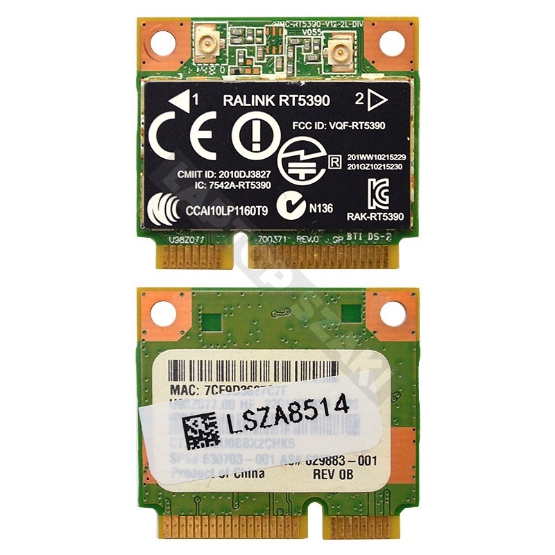 Ralink RT5390, 670691-001 HP használt 802.11b/g/n mini PCI-E Wifi kártya