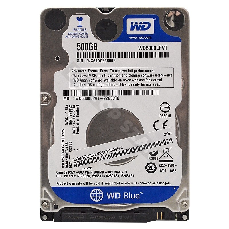 WD WD5000LPVT 500GB SATA 2,5" használt slim laptop winchester