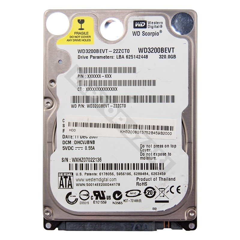 WD WD3200BEVT 320GB SATA 2,5" használt laptop winchester