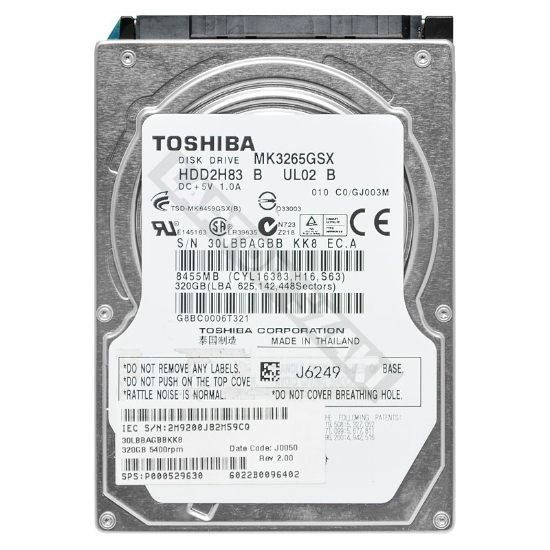 Toshiba MK3265GSX 320GB SATA 2,5" használt laptop winchester