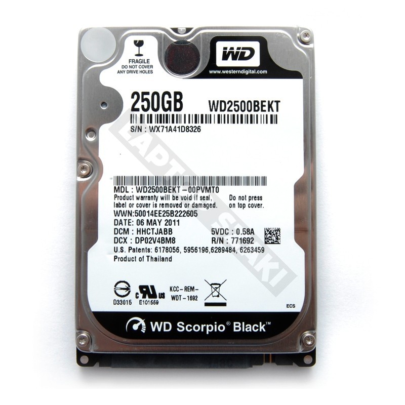 WD WD2500BEKT 250GB SATA 2,5" gyári új laptop winchester