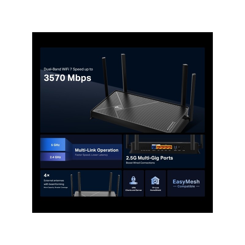 TP-Link Archer BE230 BE3600 Dual-Band Wi-Fi 7 router