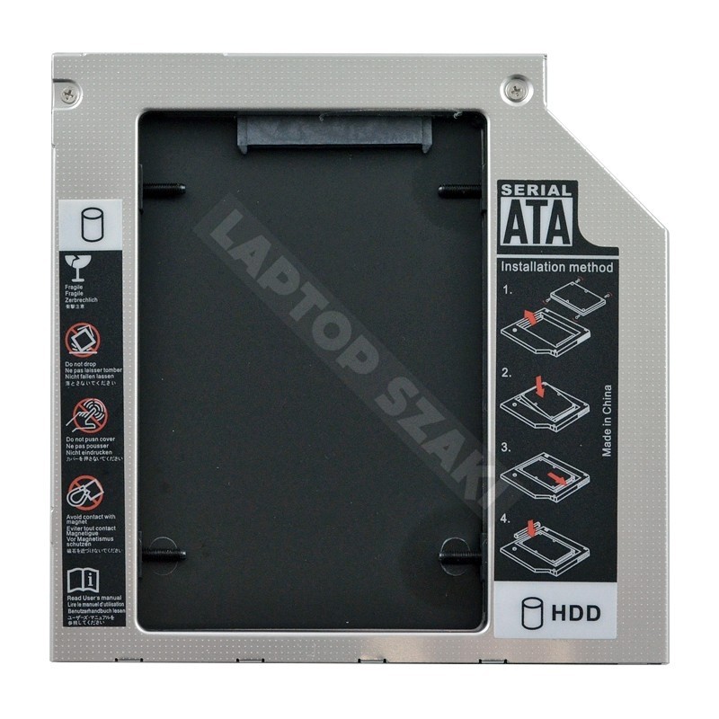 Slim SATA 2nd HDD/SSD caddy, második winchester beépítő keret (9.5mm)